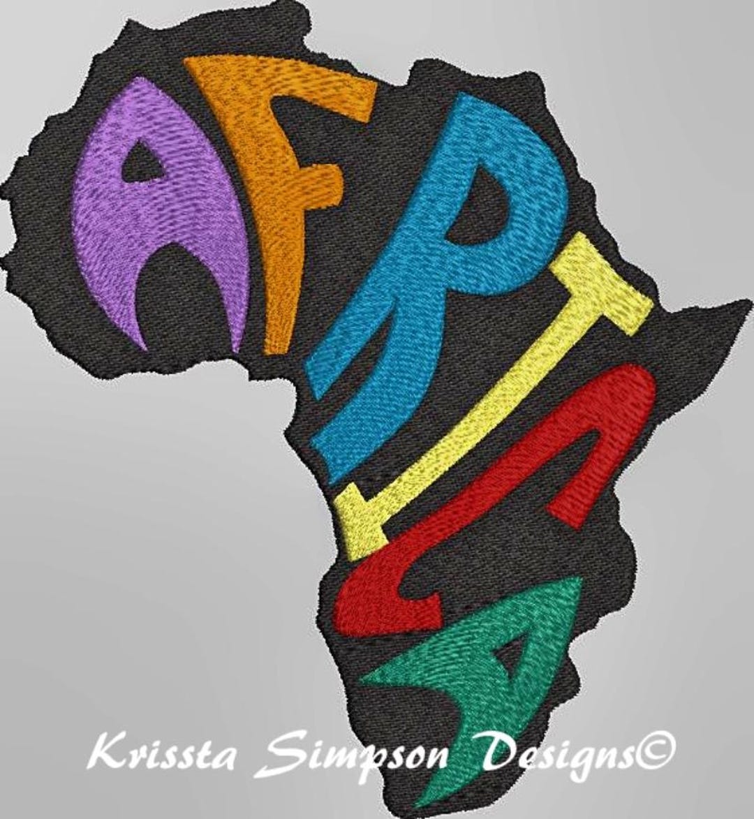 African Continent Silhouette 01 Machine Embroidery Design in 4 Sizes ...