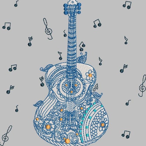 Electric Guitar Embroidery Design Guitar Machine Embroidery - Etsy