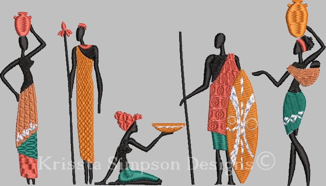 Native African Tribe People 01 Machine Embroidery Design in 6 Sizes ...