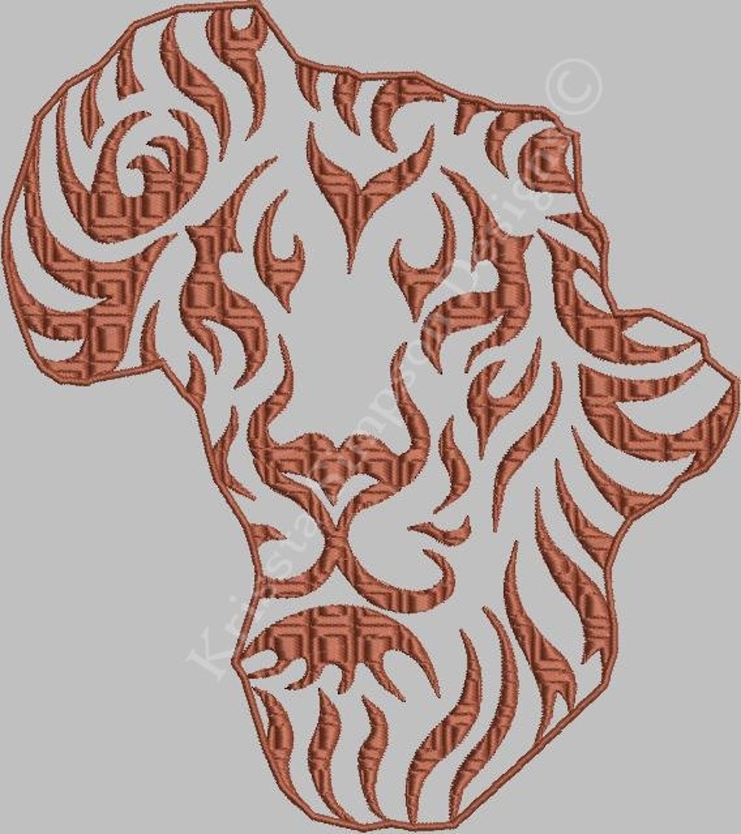 Lion Shaped African Continent Silhouette Machine Embroidery Design in 3 ...