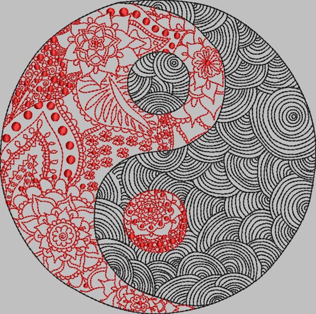 Yin and Yang Mandala Style Circle 05 Machine Embroidery Design/oriental ...