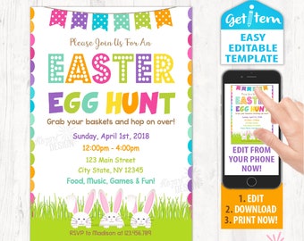 Easter egg hunt invitation | Etsy