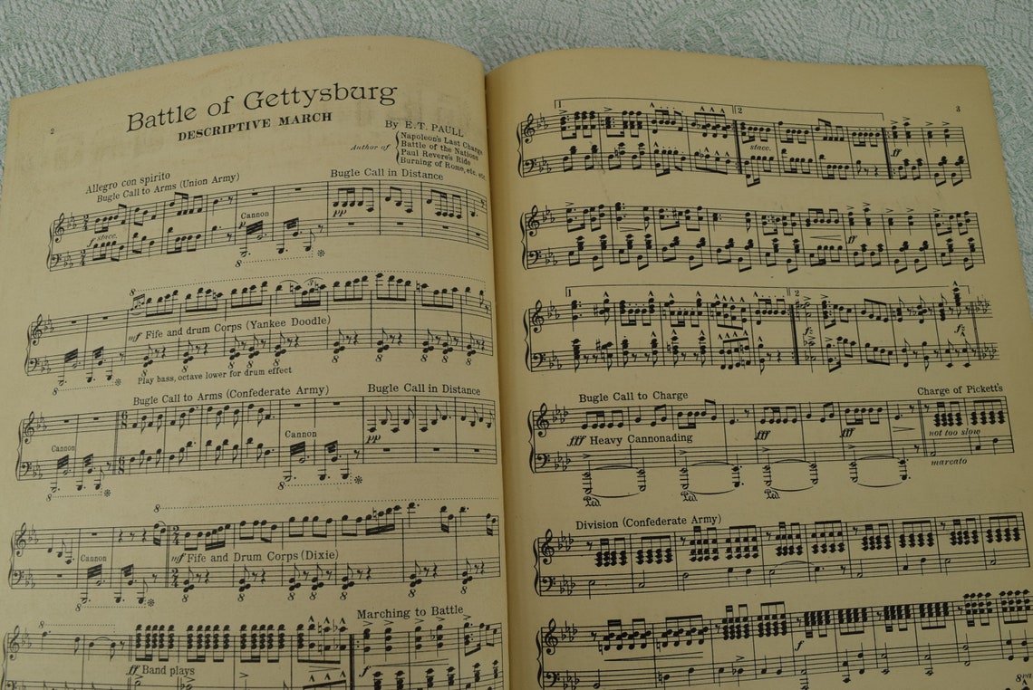 Battle of Gettysburg March Sheet Music Composed E T Paull (E22) - Etsy