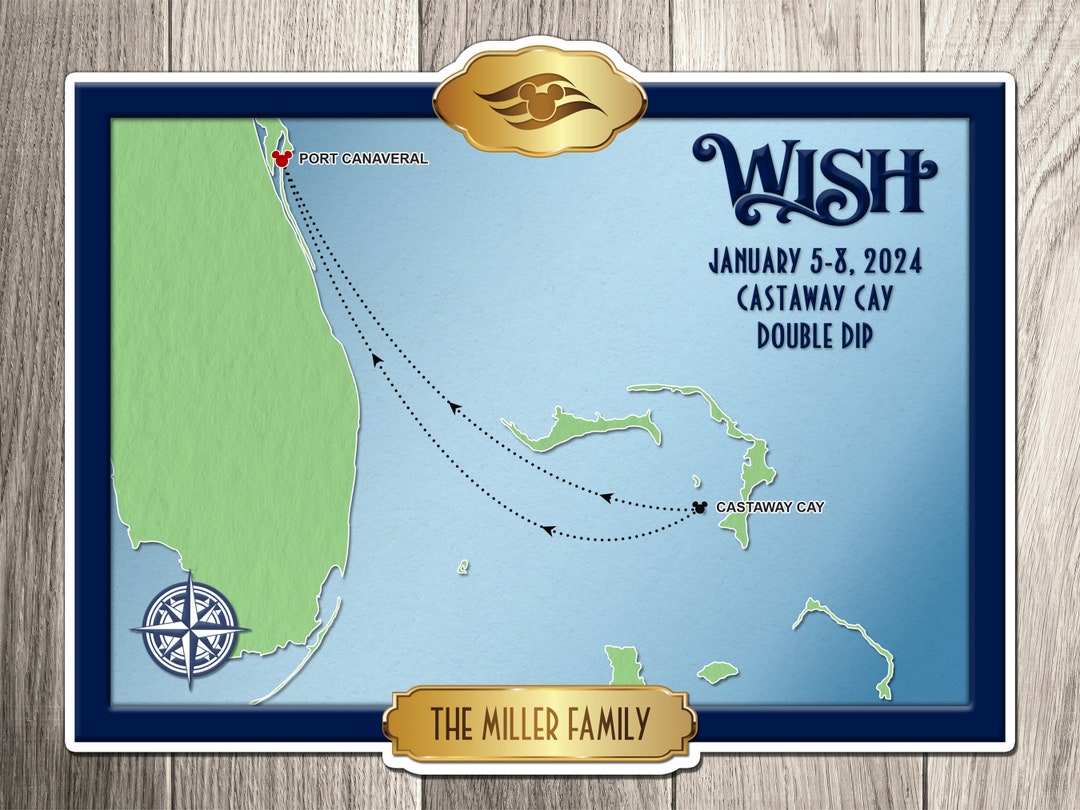 Disney Wish Cruise Magnet Castaway Cay Double Dip Cruise Itinerary Map ...