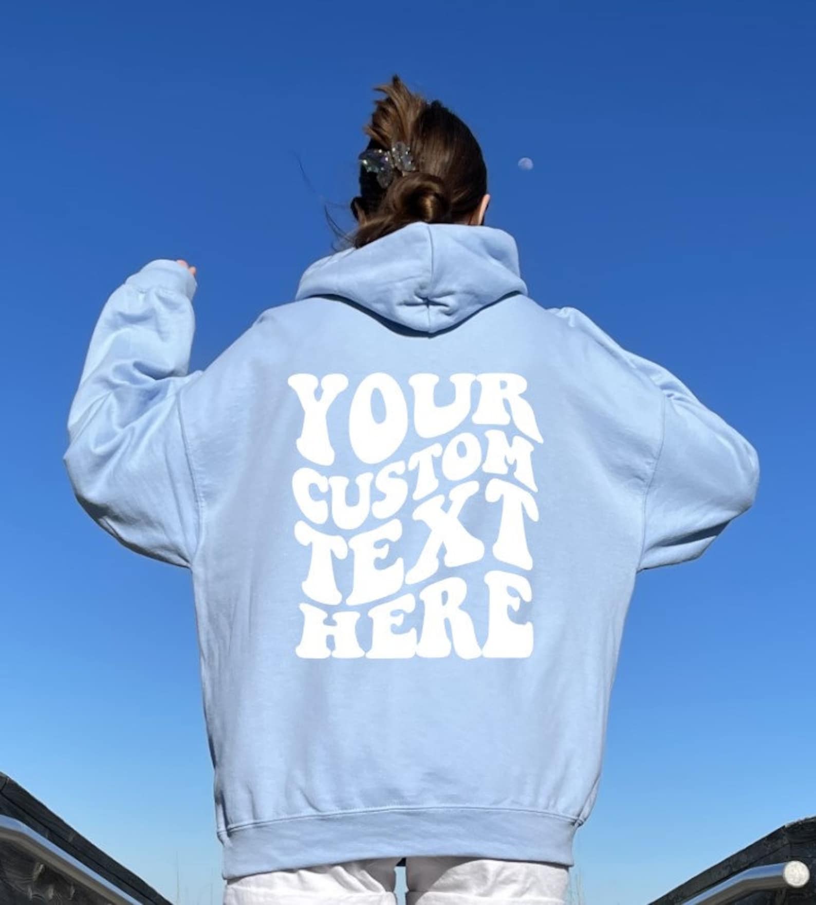 Custom Hoodie With Retro Wavy Font, Hoodie With Text on Back, Custom ...