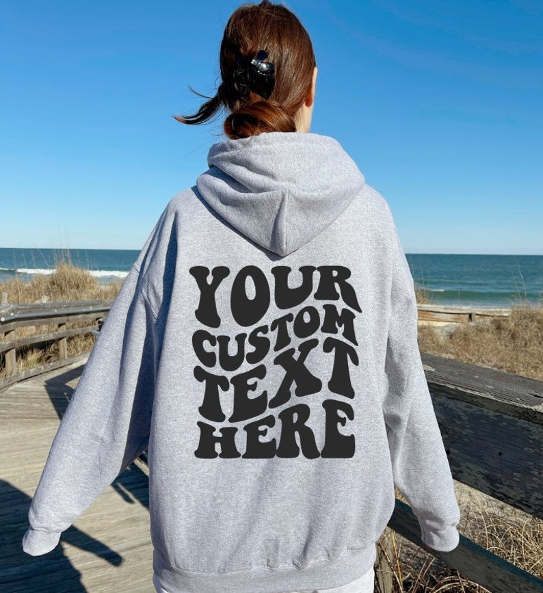 Custom Hoodie With Retro Wavy Font Hoodie With Text on Back - Etsy