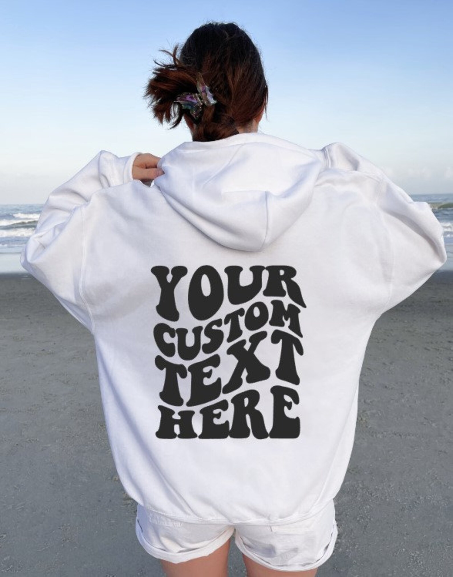 Custom Hoodie With Retro Wavy Font, Hoodie With Text on Back, Custom ...