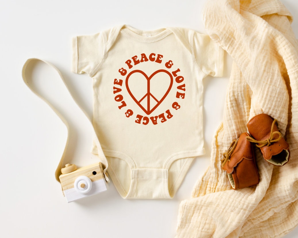 Peace & Love Baby Bodysuit Peace Sign Boho Baby Clothes | Etsy