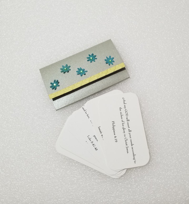 Scripture Cards - Gray paper scripture card holder with scripture cards ...