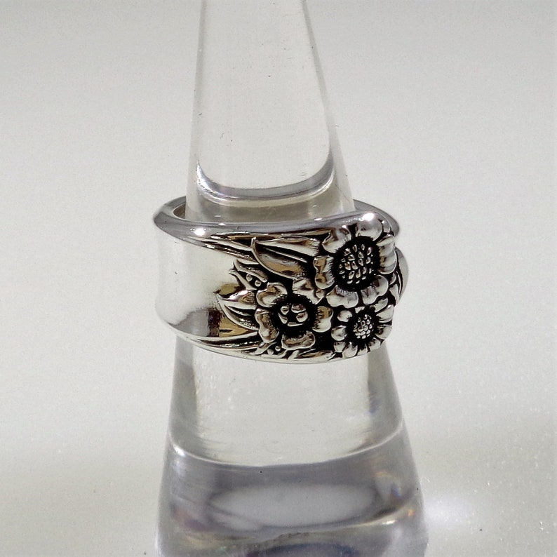 Spoon Ring April Shiny Round 1950 Bridal Gift Sunflower - Etsy