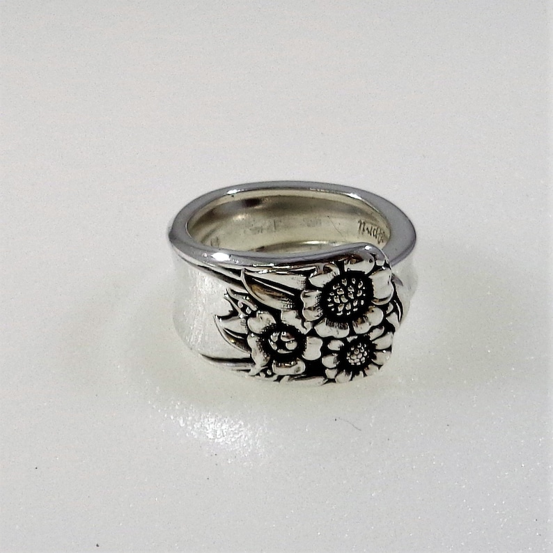 Spoon Ring April Shiny Round 1950 Bridal Gift Sunflower - Etsy