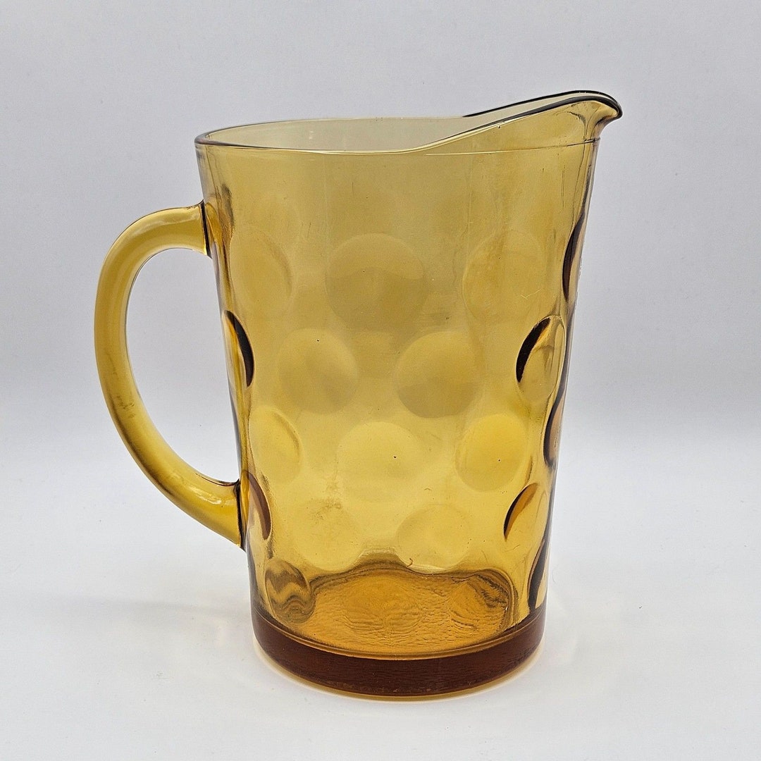 Hazel Atlas Pitcher El Dorado Amber Yellow Gold Coin Dot Glass Pitcher ...