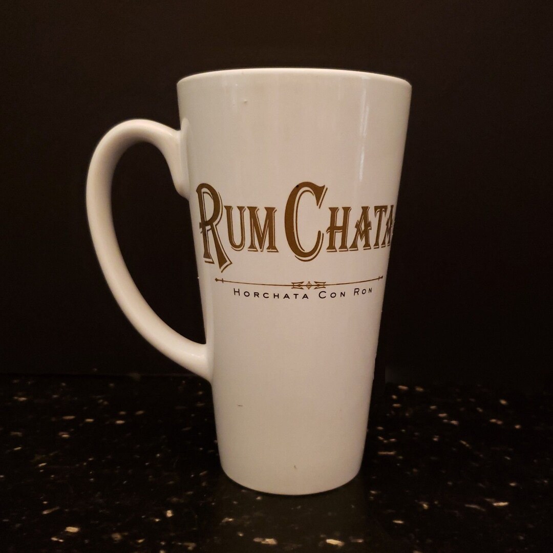 Rum Chata Horchata Con Ron Ceramic Coffee Mug Cup 6 Tall White Gold ...