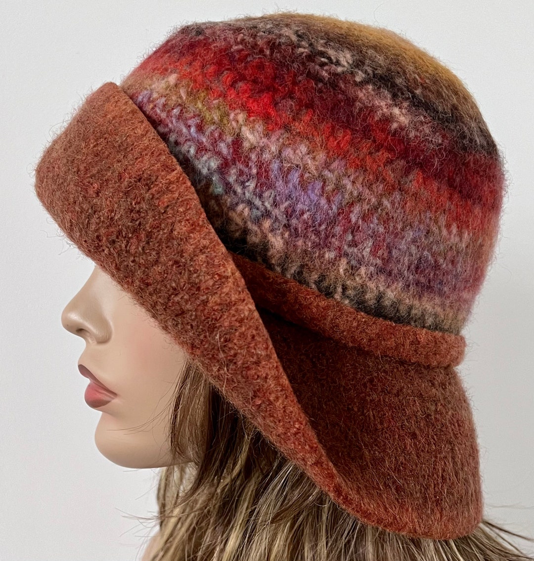 Wool Cloche Hat, Women Felted Wool Hat, Winter Felted Hat, Winter Hat ...
