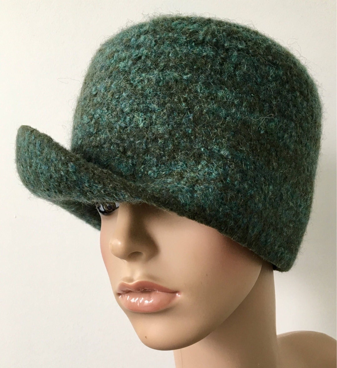 Green Wool Cap, Women’s Felted Cap, Handmade Felted Hat, Wool Beanie ...