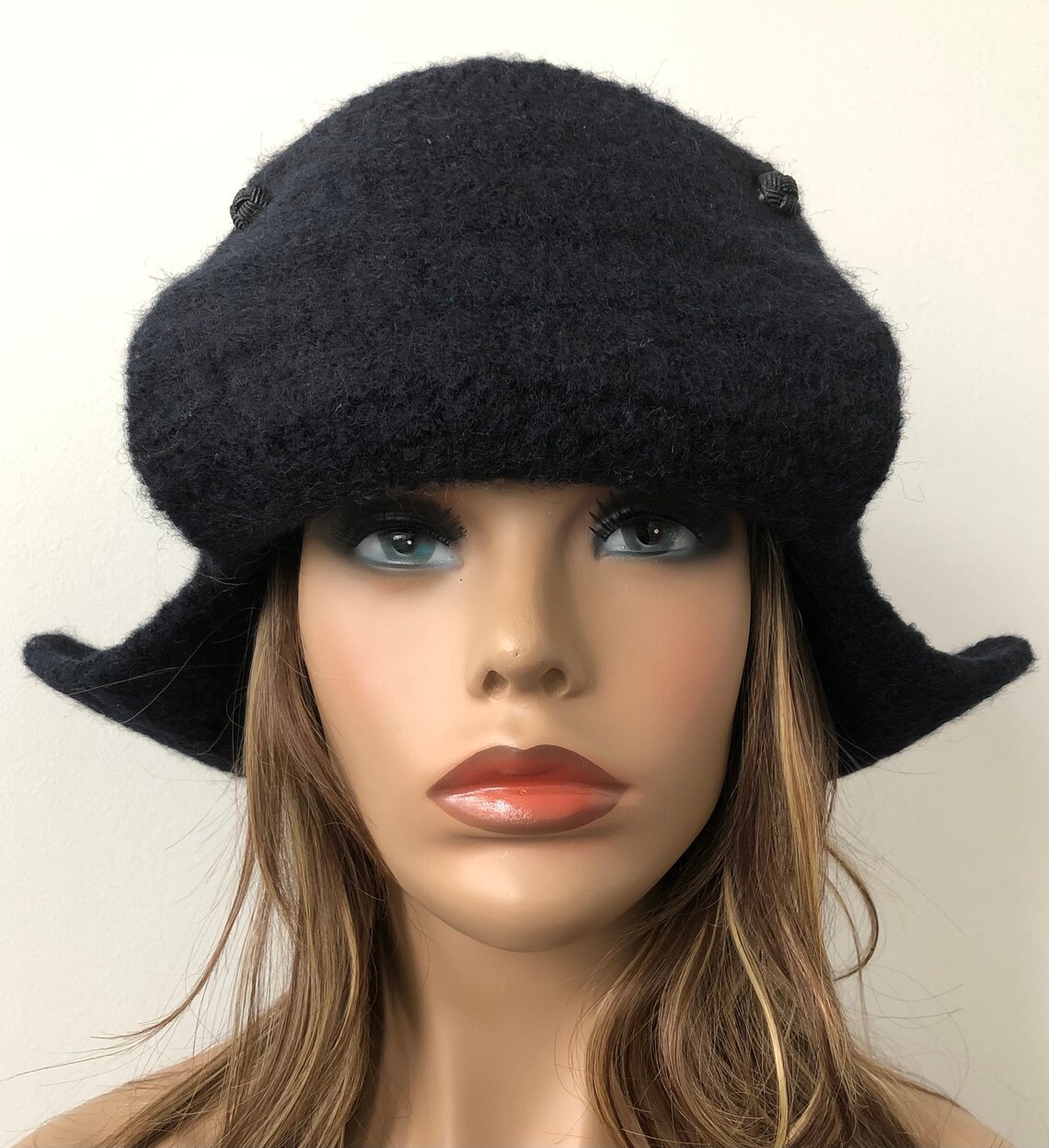 Felted Aviator Hat Ear Flap Hat Unique Trapper Hat Art Felt | Etsy