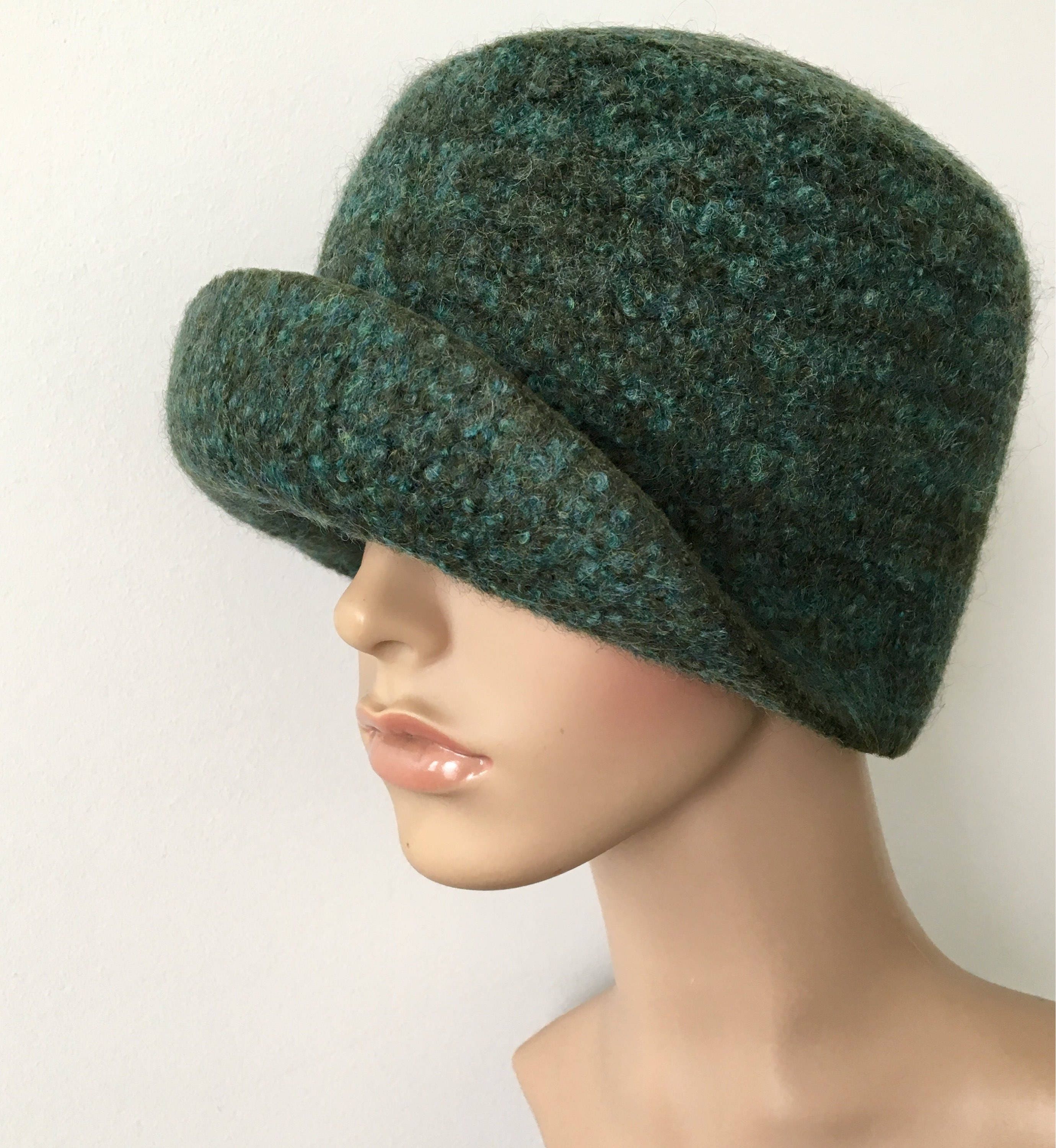 Green Wool Cap Womens Felted Cap Handmade Felted Hat Wool | Etsy