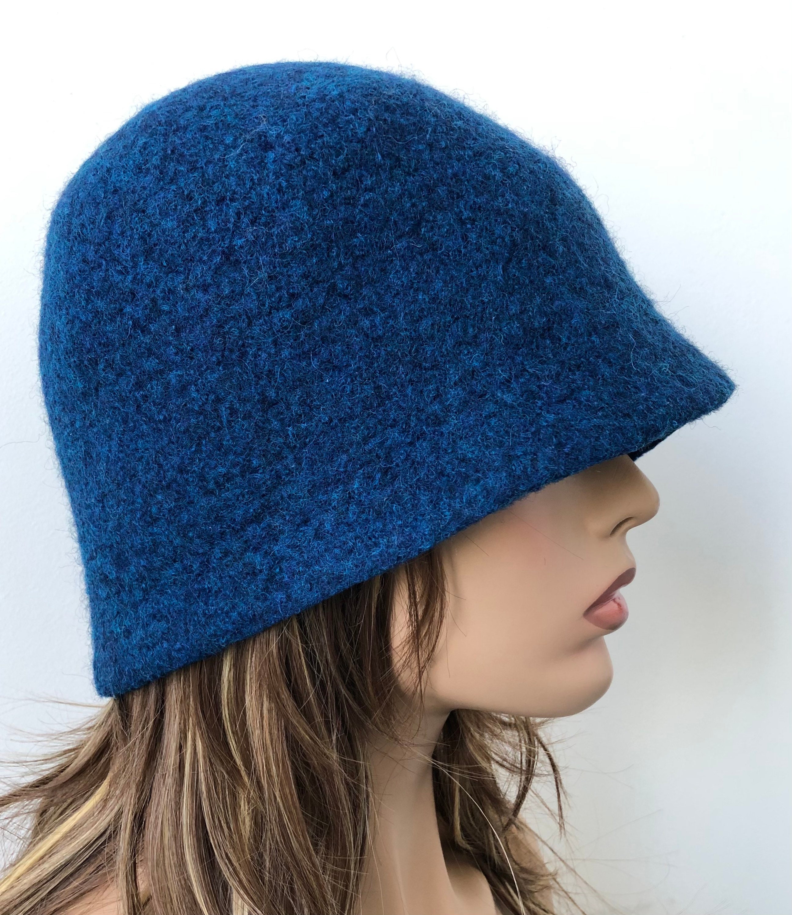 Blue Felt Hat Unisex Wool Beanie Women's Felt Hat Wool | Etsy