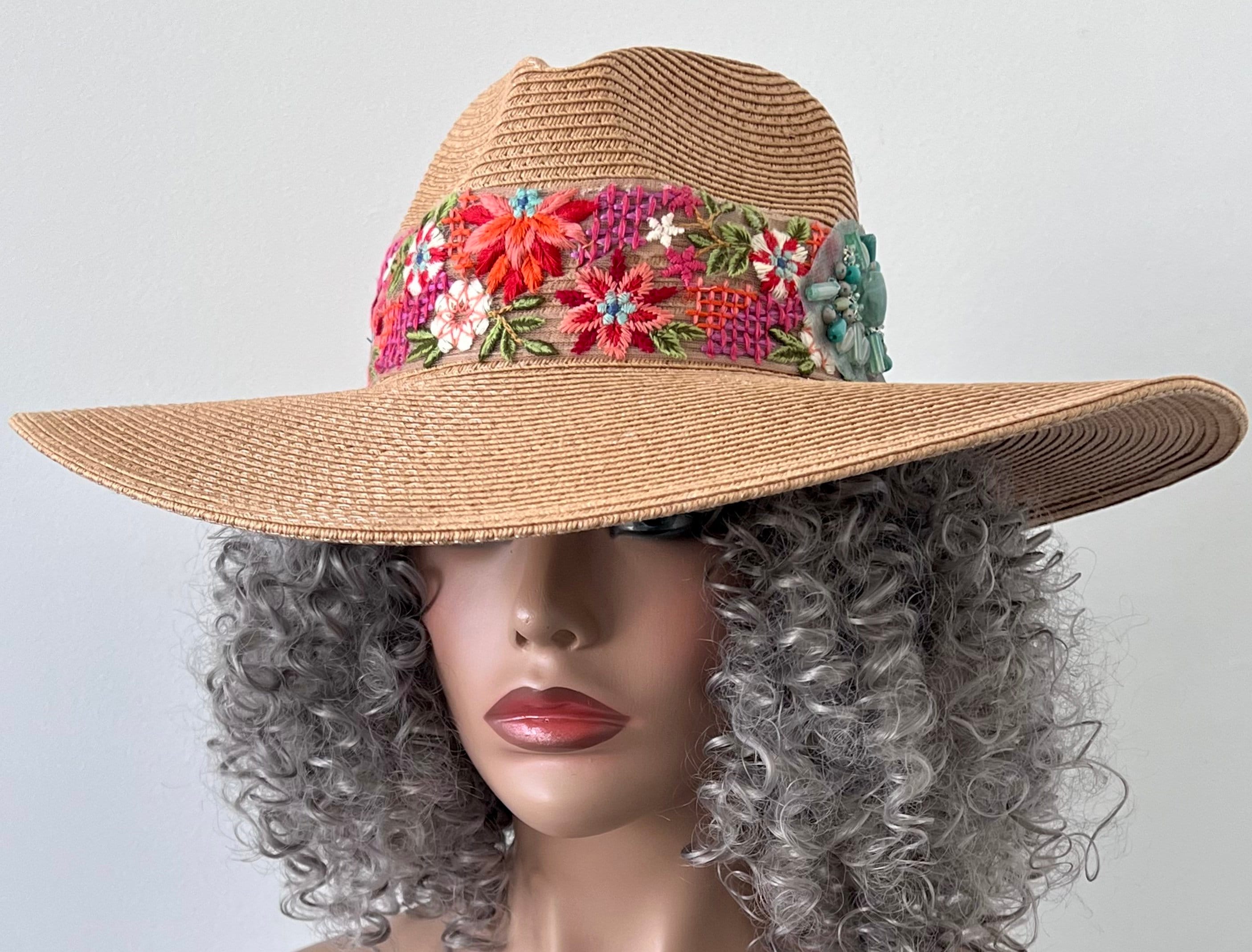Extra Wide Brim Fedora Straw Hat shade Protection UPF 50 - Etsy