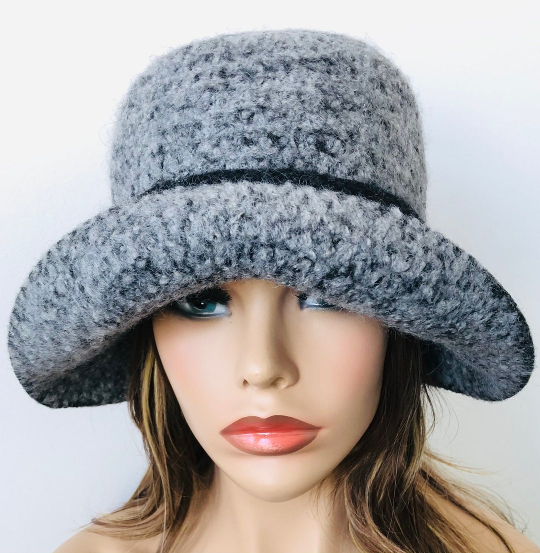 Gray Felted Wool Flapper Cloche Hat: Downton Abbey Style, Fits 22' to ...