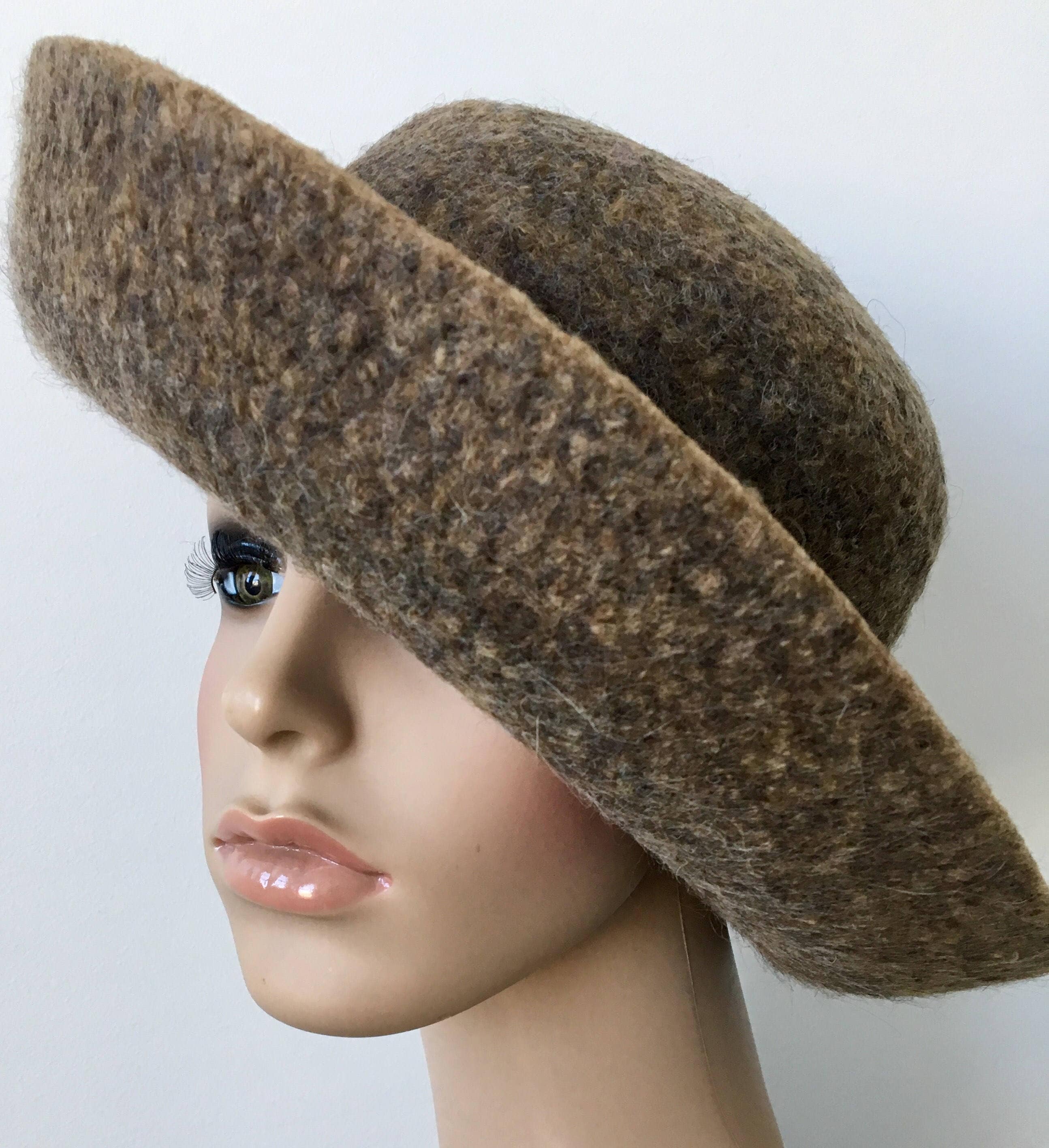 Felt Cloche Hat Felted Wool Hat Wide Brim Felt Hat Womens - Etsy