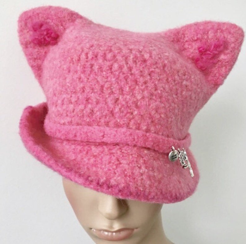 Pink Felted Wool Pussyhat: Women's Rights March Hat - Etsy
