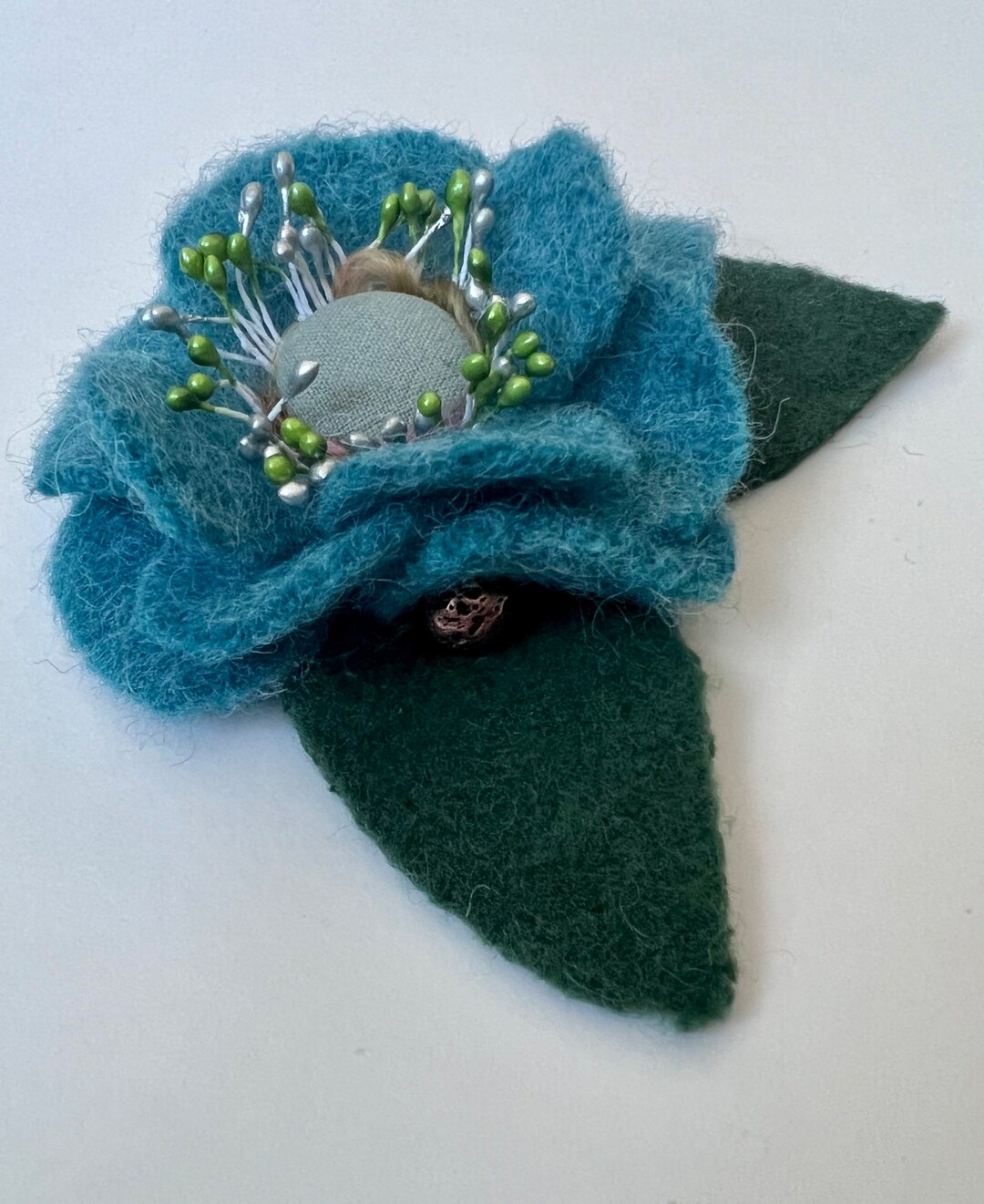 Teal Turquoise 3.5 Felted Flower Brooch, Felted Flower Brooch ...