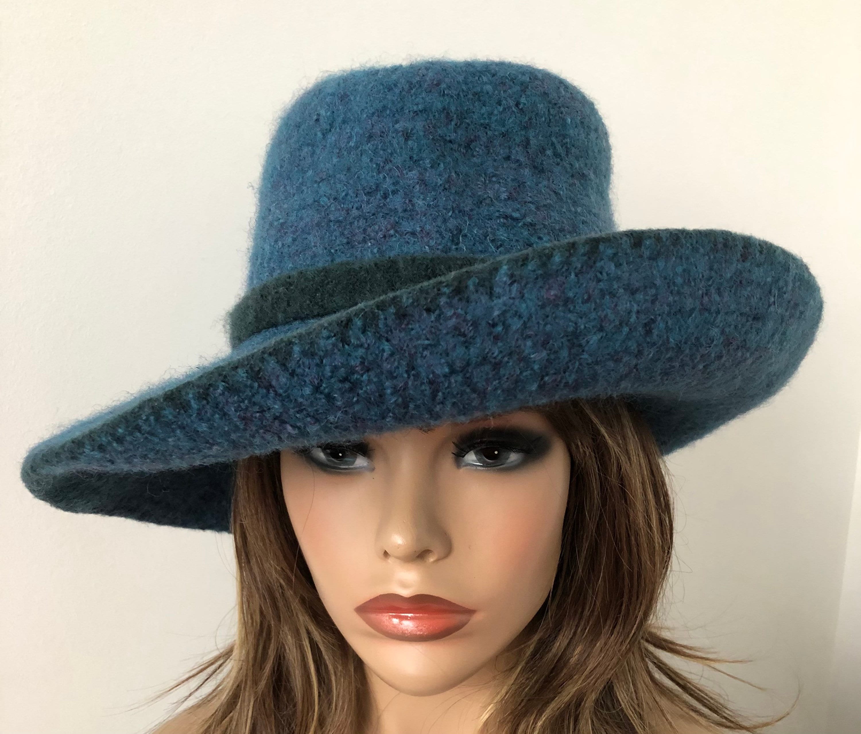 Extra Wide Brim Fedora Hat Felted Fedora Women's Felted - Etsy
