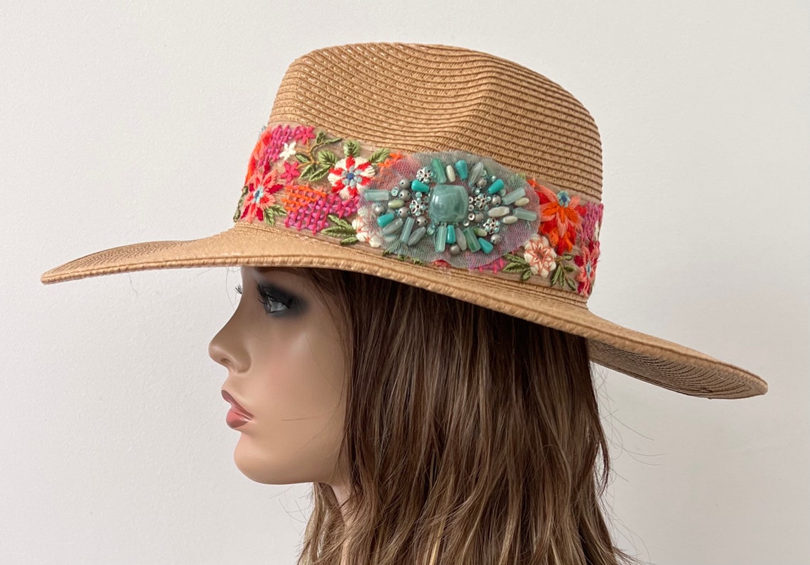 Extra Wide Brim Fedora Straw Hat shade Protection UPF 50 - Etsy