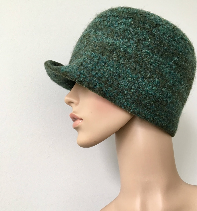 Green Wool Cap Womens Felted Cap Handmade Felted Hat Wool | Etsy