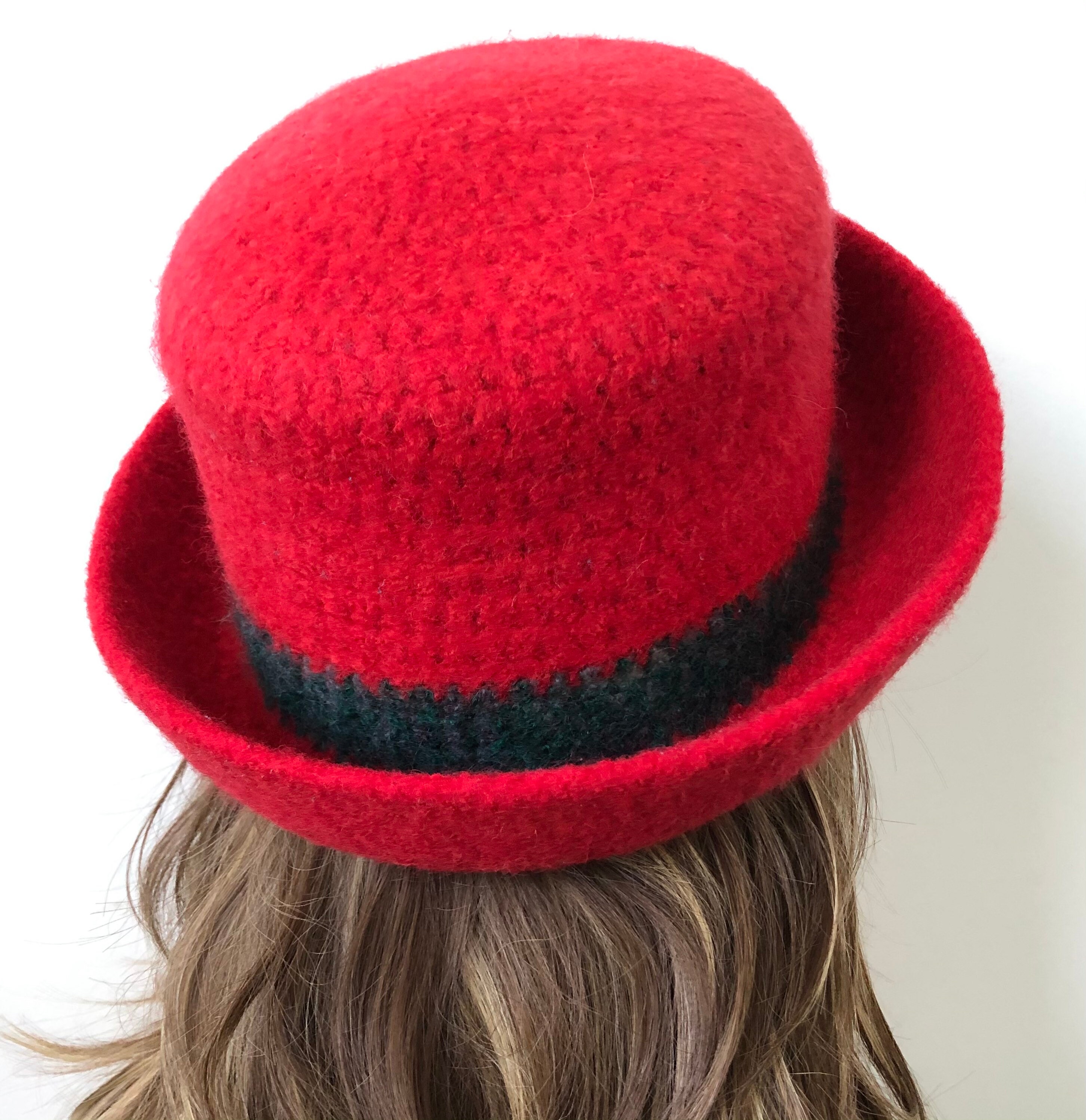 Bright Red Felted Hat Cloche Hat for Women Felted Wide Brim | Etsy