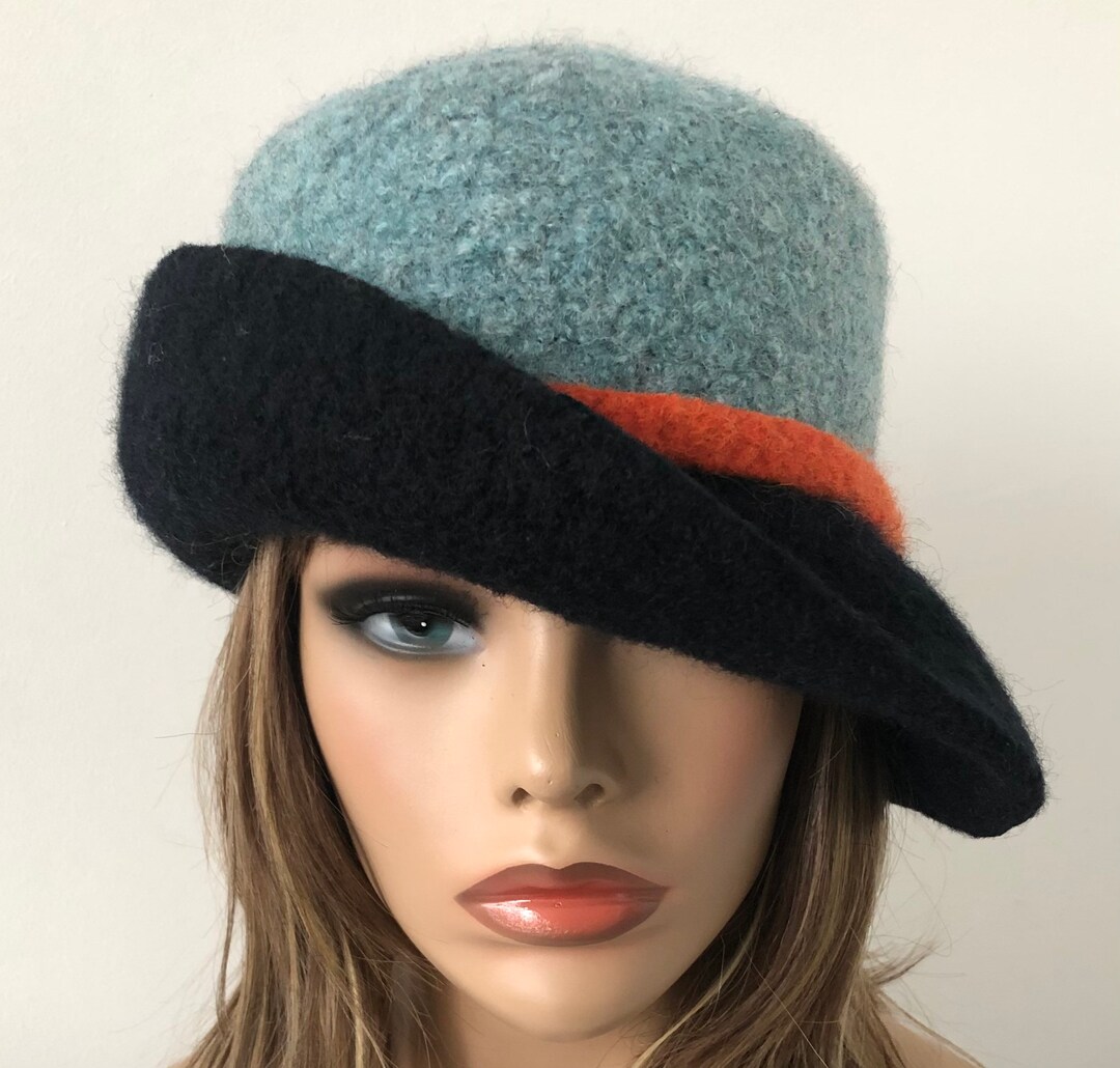 Winter Felted Rolled Brim Hat, Womens Black Felted Hat, Ladies Felt ...