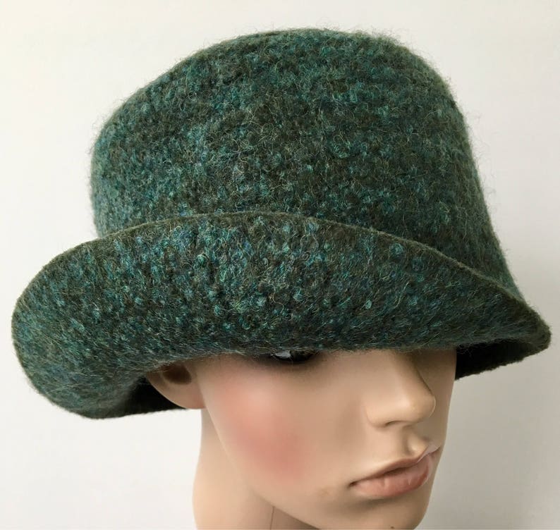 Green Wool Cap Womens Felted Cap Handmade Felted Hat Wool | Etsy
