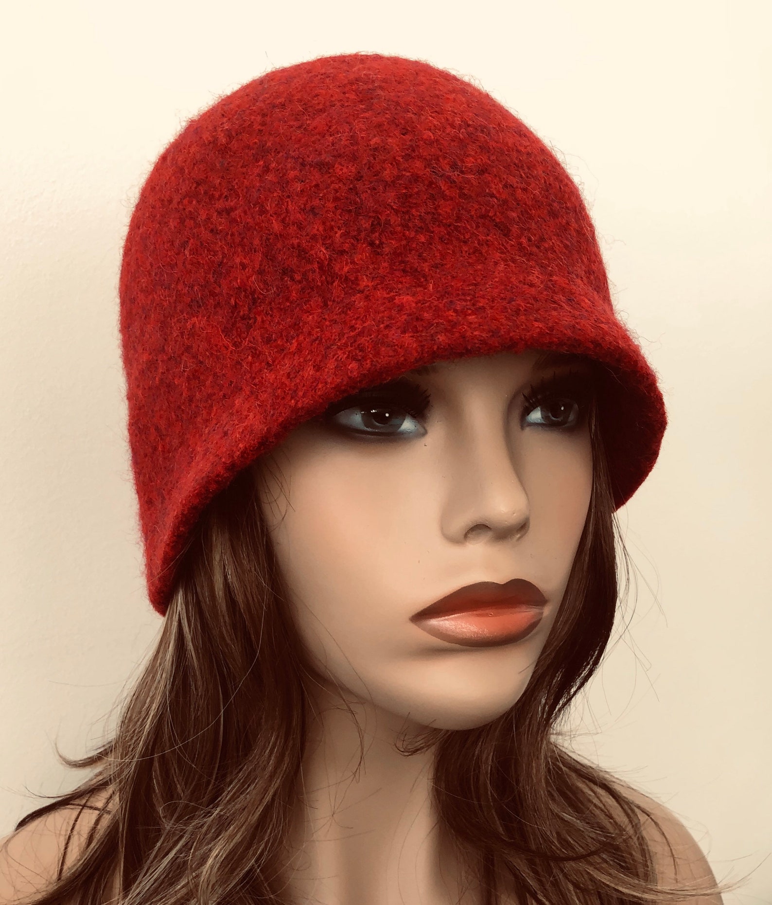 Bonnet en laine rouge chapeau en feutre rouge pour femmes - Etsy France