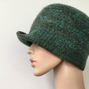 Green Wool Cap, Women’s Felted Cap, Handmade Felted Hat, Wool Beanie ...
