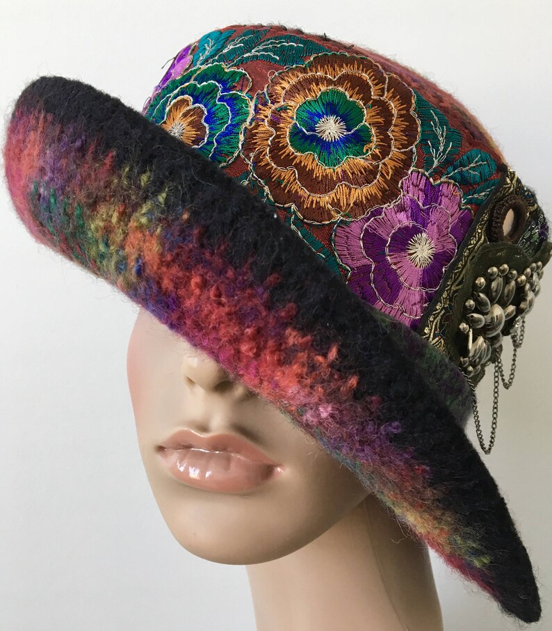 Art Felt Hat Bohemian Hat Purple Felted Hat Gypsy Hat | Etsy