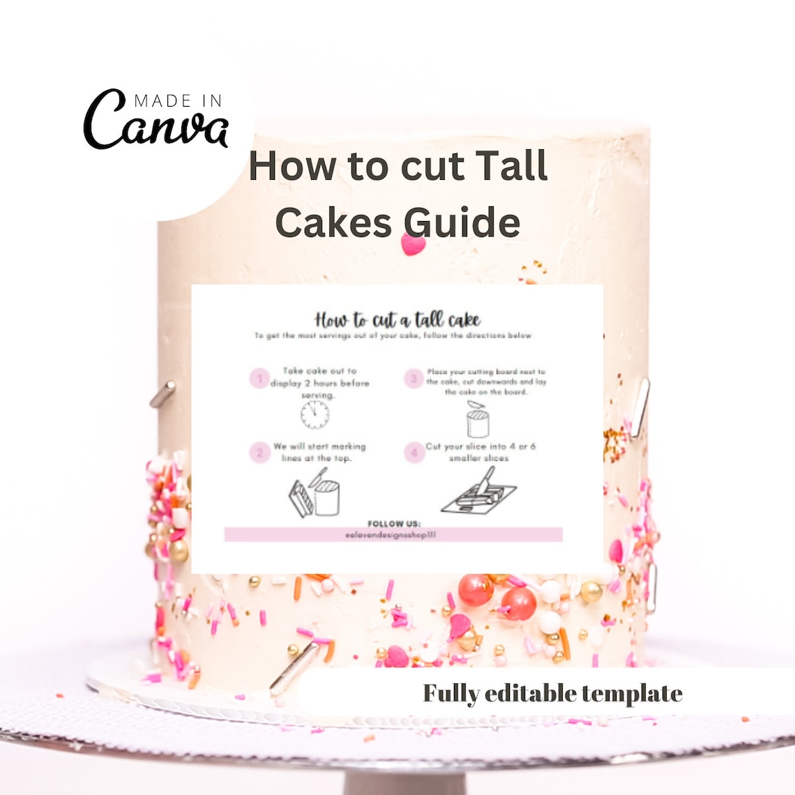 How to Cut Tall Cakes Guide, Cake Guides, Cake Cutting Guide, Instant Download Fully Editable ...