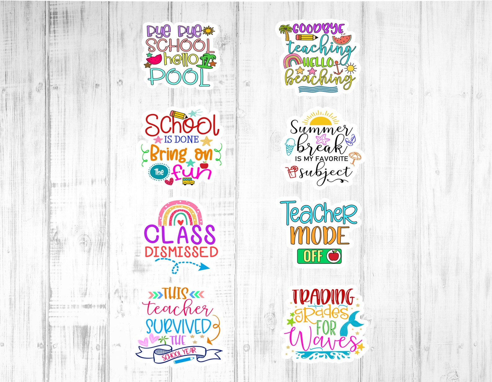 Teacher Sticker Set Last Day of School Stickers Summer Break - Etsy
