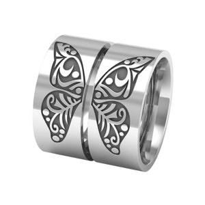 Butterfly Couple Rings in Sterling Silver Metal, Butterfly Ring ...