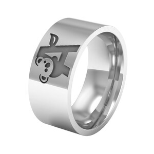 Custom Initial Band Ring With Koala Silver Band Ring Koala - Etsy