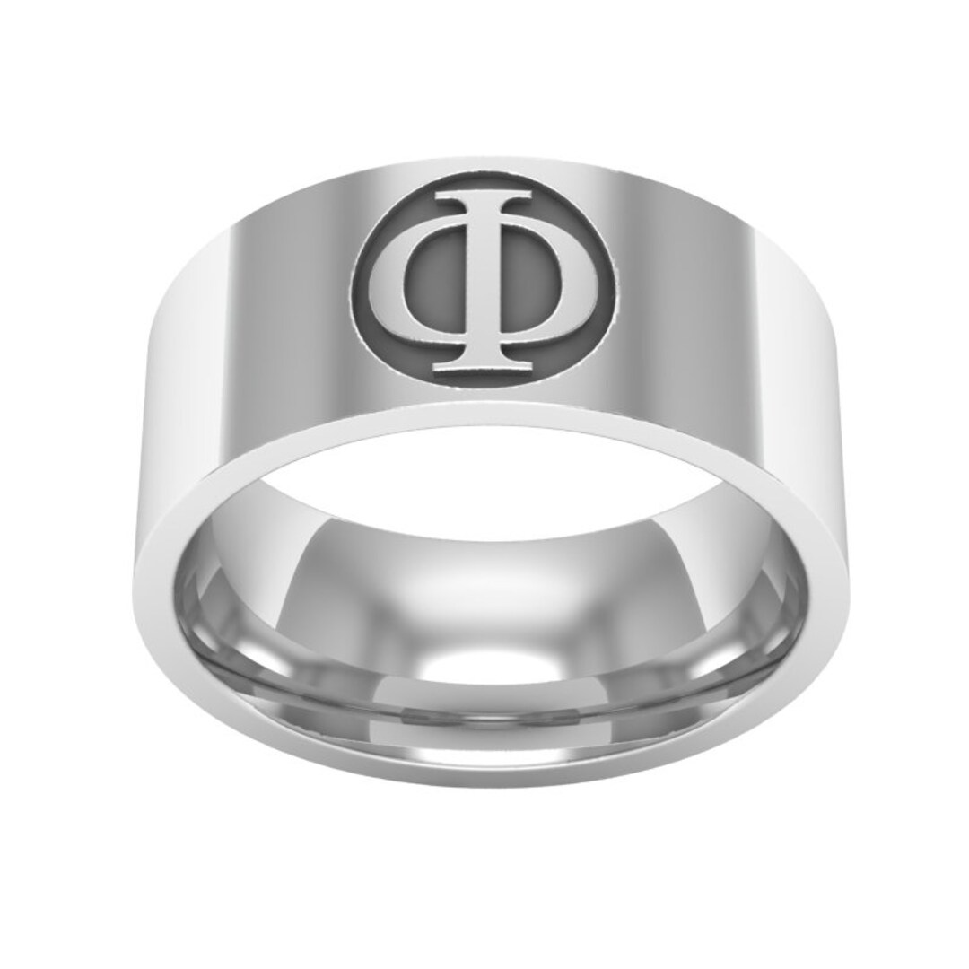Phi Symbol Band Ring, Silver Phi Ring, Sigma Band Ring, Phi Jewelry ...