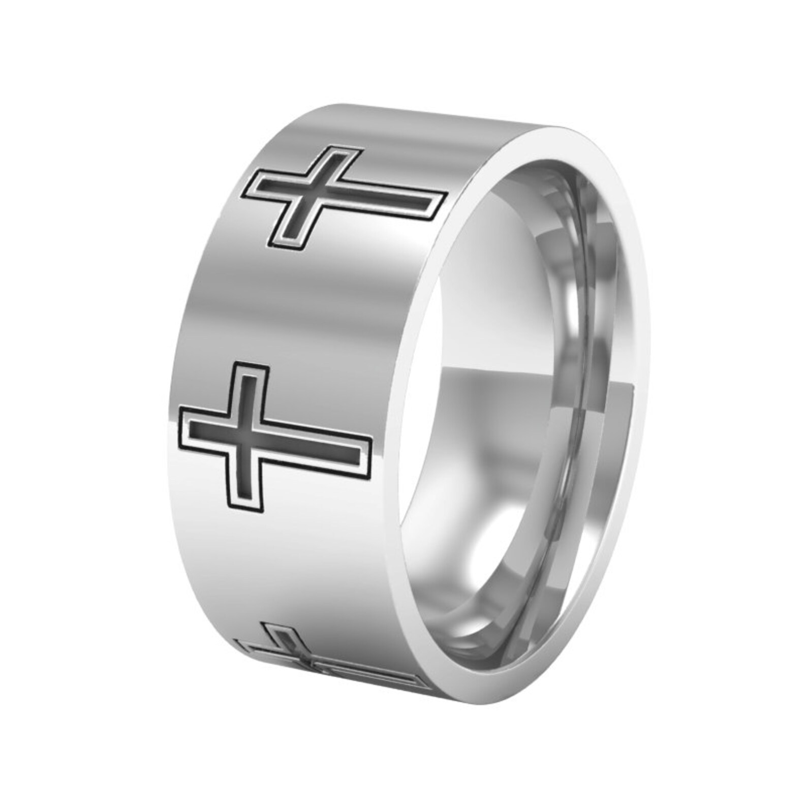 Cross Wedding Band Ring Silver Cross Ring Christian Ring - Etsy