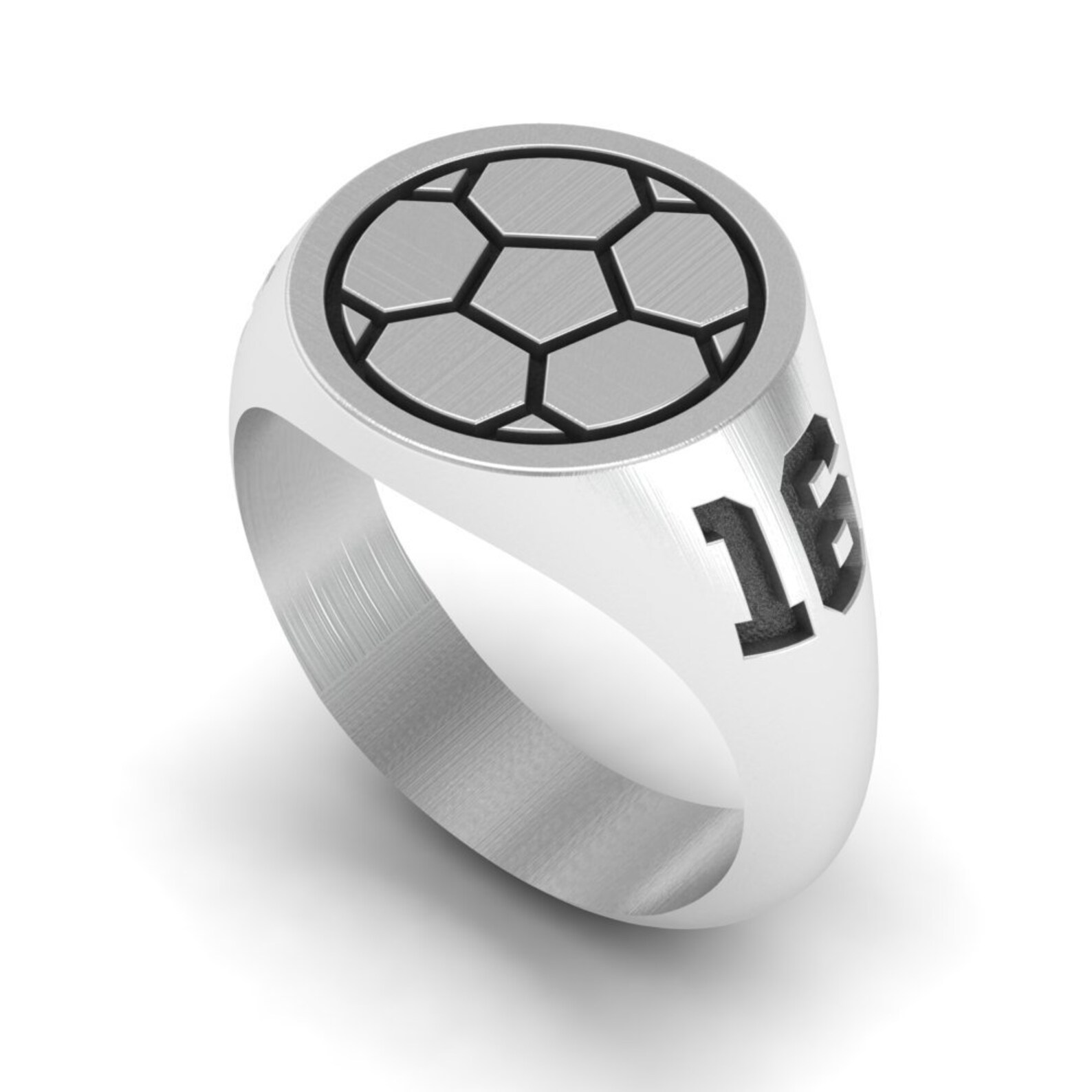 Custom Number Signet Ring in Sterling Silver Metal Football | Etsy