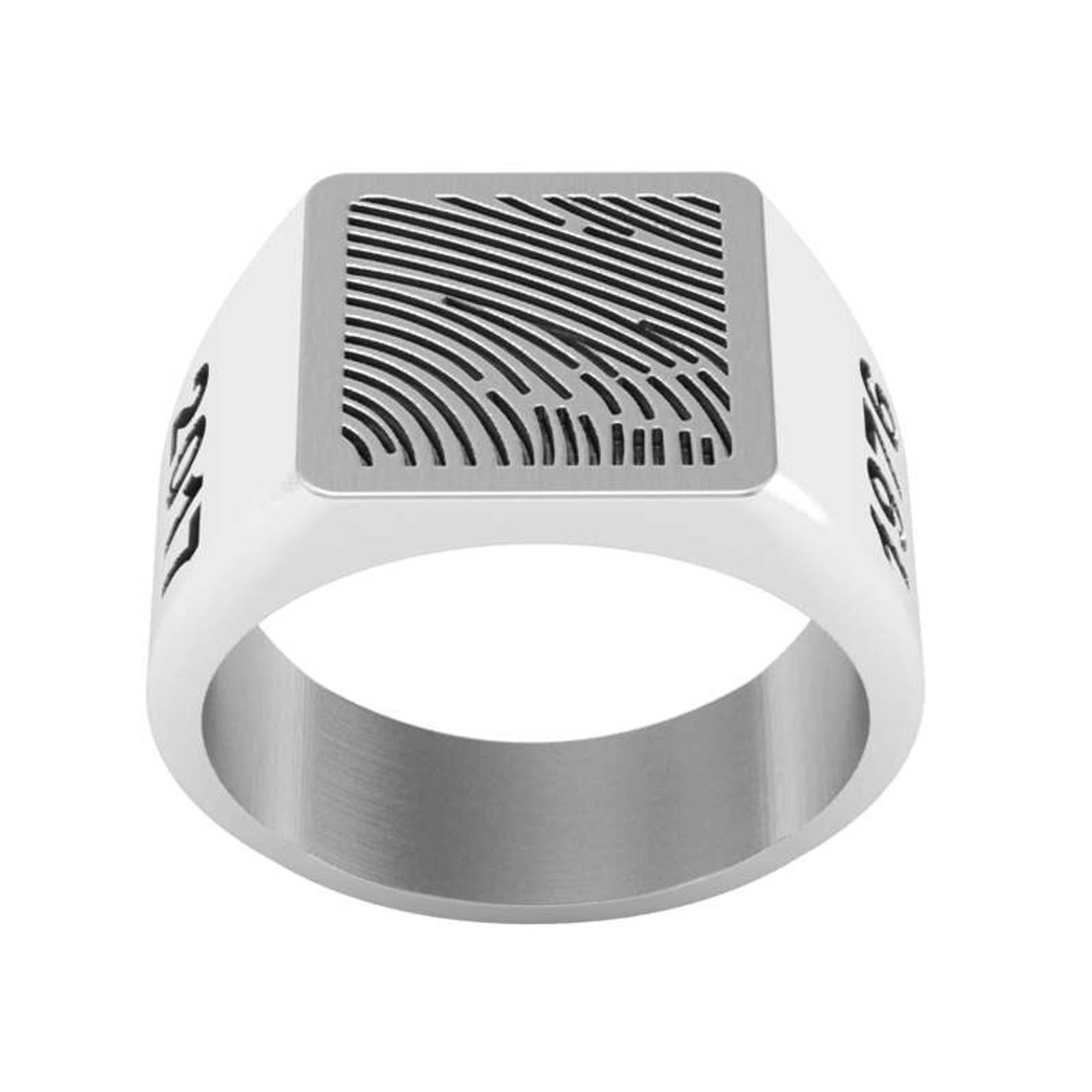 Personalized Fingerprint Signet Ring in Sterling Silver Metal | Etsy