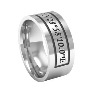 Custom Coordinates Ring, Coordinate Band Ring, Silver Band Ring ...