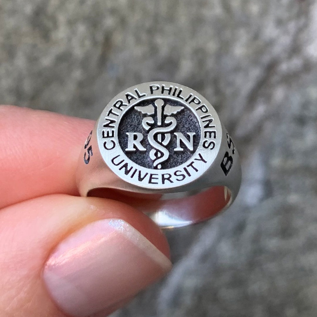 RN Registered Nurse Signet Ring, Silver RN Ring, Custom Signet Ring ...
