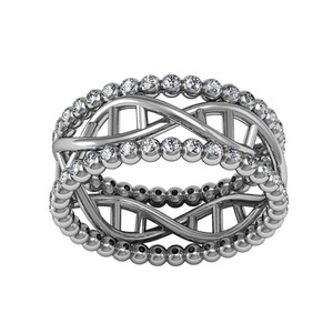 14K Solid Gold Dna Ring With Diamond Dna Ring Dna Wedding - Etsy