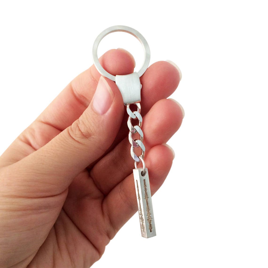 Personalized Sound Wave Cubic Bar Key Chain Silver Key Chain - Etsy