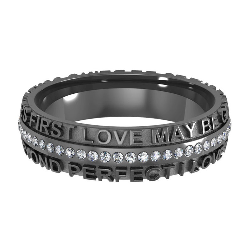 14K Solid Gold Custom Message Ring with Diamond Diamond | Etsy