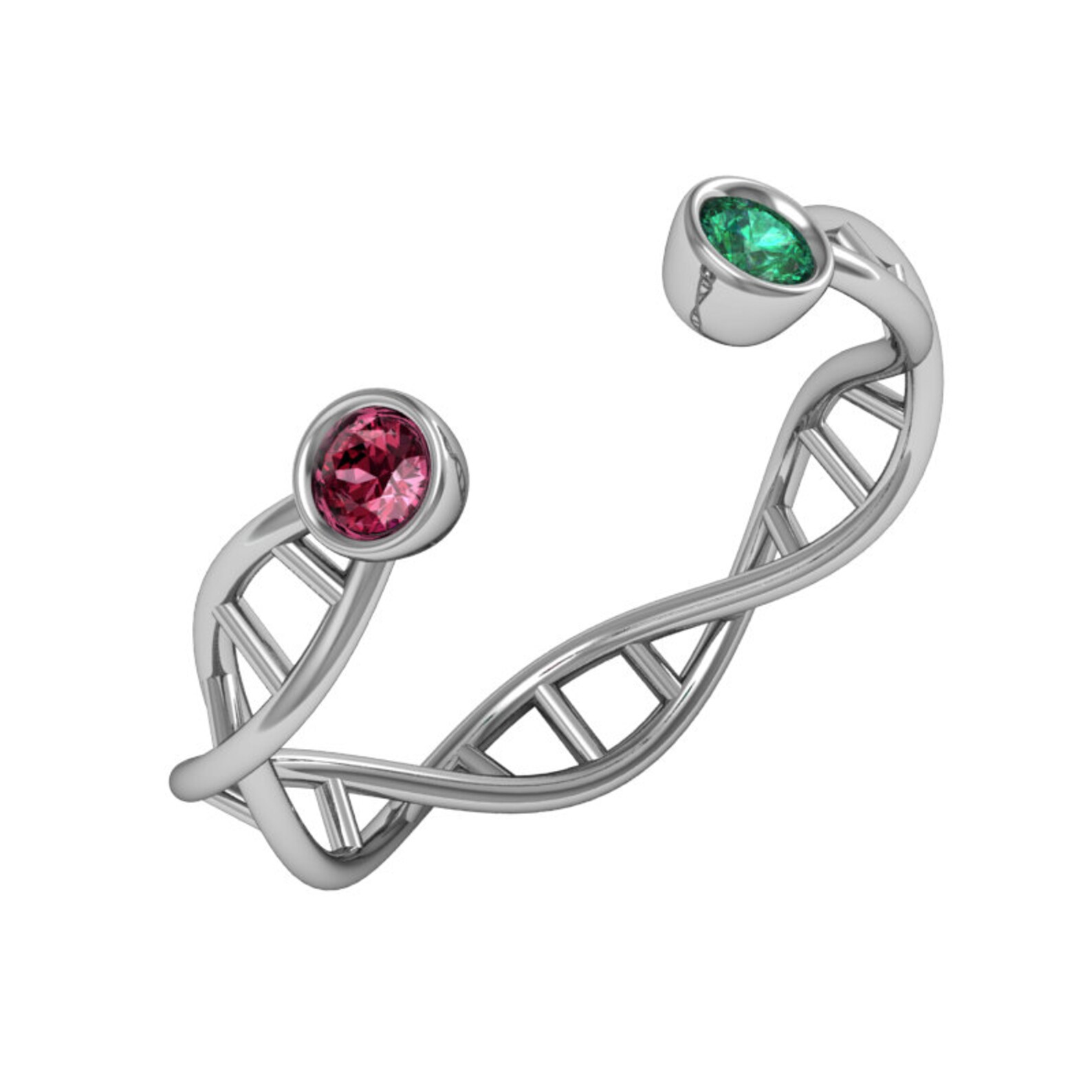 Silver Dna Ring With Your Custom Birthstones Silver - Etsy